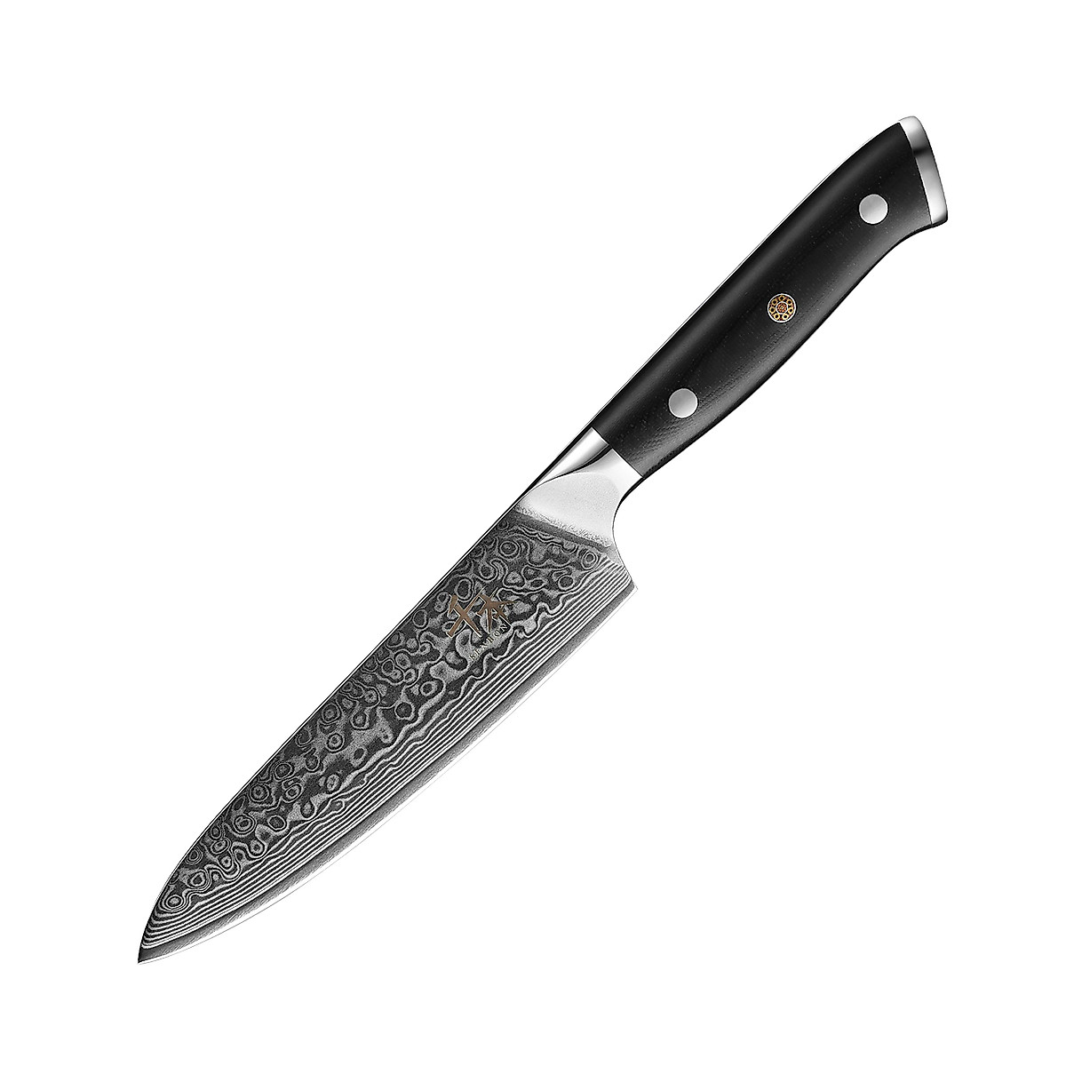 SENBON Damascus 5-inch profesional utility knife high hardness sharp fruit knife peeler knife handle non-slip G10