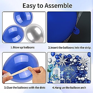 Royal Blue and Silver Balloon Garland Kit, 108pcs Blue and Silver Balloons,Navy Blue and Silver Balloons with Royal Blue and Silver Balloon for Birthday Party, Weddings, Baby Shower, Anniversaries
