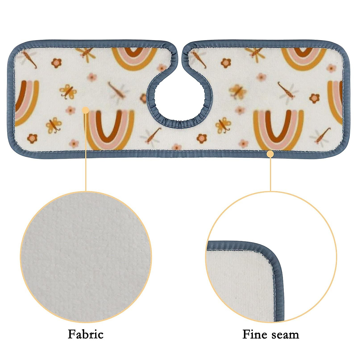 Kitchen Faucet Absorbent Mat 3 Pieces Boho Dragonflies Flowers Butterflies Faucet Sink Splash Guard Bathroom Counter and RV,Faucet Counter Sink Water Stains Preventer