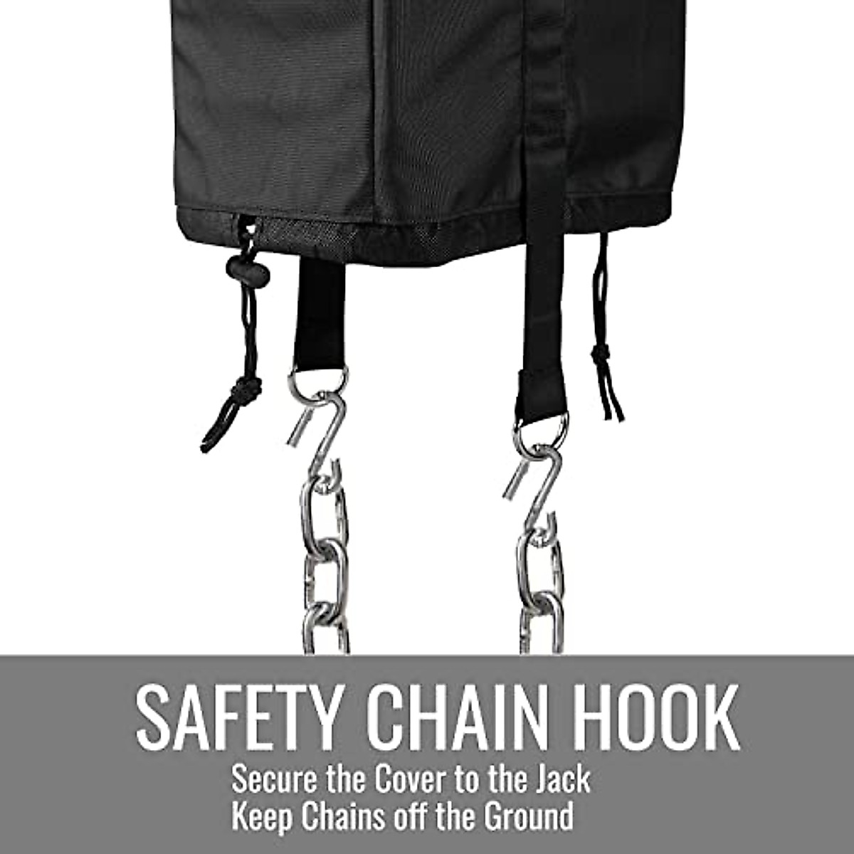 Seven Sparta Electric Jack Cover, 600D Oxford Fabric Universal RV Electric Tongue Trailer Jack Protective Head Cover (Universal Size 18″H x 7 1/2″W x 9″D)