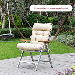 ARTPLAN Outdoor Cushions of Adirondack Chair with High Back Wicker Tufted Pillow for Outdoor Furniture Set of 1, 44"X21"X4", Beige