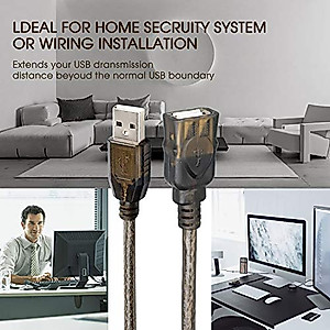 LDKCOK USB 2.0 Type A Male to A Female Active Repeater Extension Cable 50ft, High Speed 480 Mbps