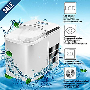 COSTWAY Countertop Ice Maker, 26LBS/24H with Self-Clean Function, LCD Display, 9 Bullet Ice/ 7 Mins, Portable and Compact Ice Machine with Ice Scoop, for Homes, Offices, Bars, Stainless Steel