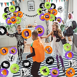 60Pcs Halloween Balloons, 12" Orange Black Purple Green Halloween Party Ballons, Pumpkin Bat Ghost Halloween Theme Latex Ballons for Halloween Birthday Party Decorations Halloween Decorations (A)