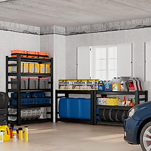 Hymnxemo 78" H Metal Garage Storage Shelves 2500lbs Heavy Duty Garage Shelving Unit Adjustable Industrial Utility Rack Organizer for Garage Basement Warehouse, 78" H x 47.3" W x 18" D，Black