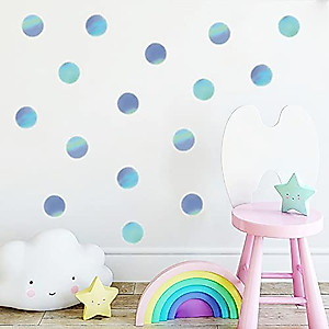 ROFARSO 120 Decals 2.2'' Hazy Gradient Blue Purple Color Polka Dots Wall Decals Stickers DIY Removable Peel & Stick Wall Art Decorations Home Decor for Nursery Bedroom Living Room Playing Room