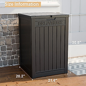 MAIUSCOLI 48 Gallon Resin Package Delivery Box - Rust & Moisture Resistant, Lockable, Waterproof Deck Box for Porches, Patios, Indoor & Outdoor Use (Black)