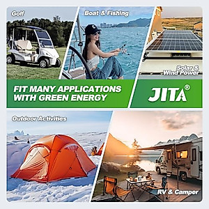 JITA 12V 100Ah LiFePO4 Battery 12.8V Lithium Battery, Built-in 100Amp BMS, 20000+ Deep Cycle,1280W Power Output for Trolling Motor,RV, Solar Power System, Marine, Home Energy Storage and Off Grid
