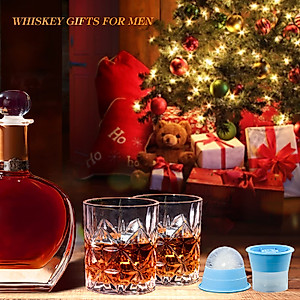 veecom Whiskey Glasses, Whiskey Glass Set of 2 with Ice Molds, 10 OZ Crystal Rocks Glass, Old Fashioned Bourbon Glass for Cocktail, Scotch, Cognac, Vodka, Whiskey Gifts for Men, Fathers Day