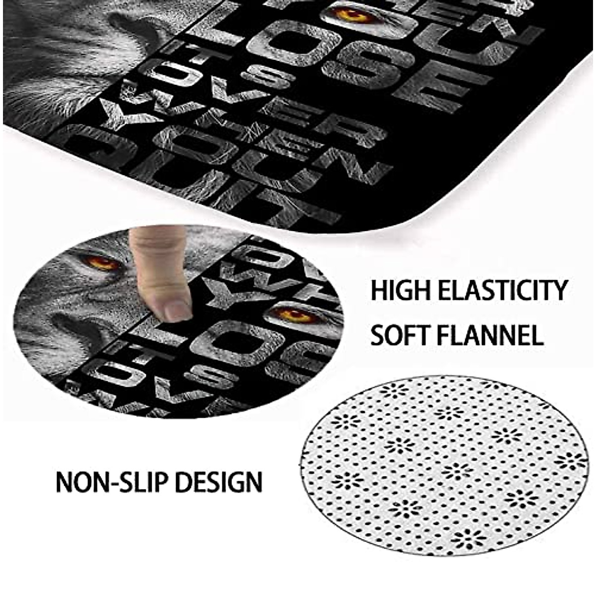 Dia Magico 4PCS Lion Shower Curtain Set, Inspirational Quotes Majestic Lion King African Wildlife Safari Wild Animal Cool Men Bathroom Decor, Waterproof Fabric Black Shower Curtain, Non-Slip Bath Mat