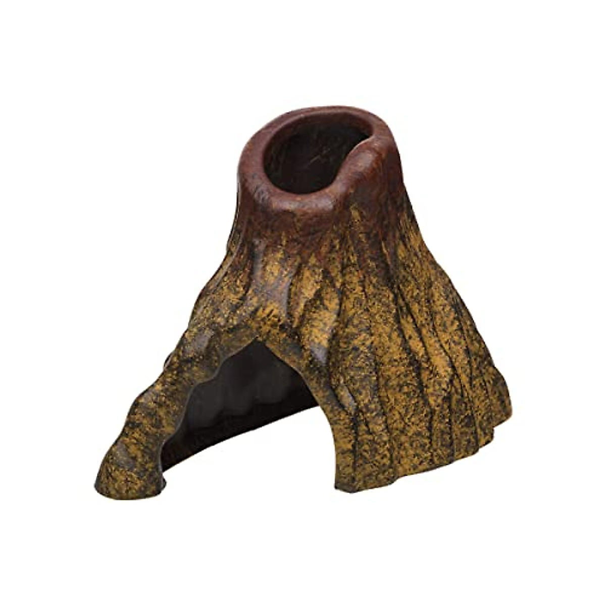 Plecoceramics Aqaurium Volcano Ceramic Decoration, Hideout Log Ornament Hiding Place for Plecos Cichlids Betta Fish