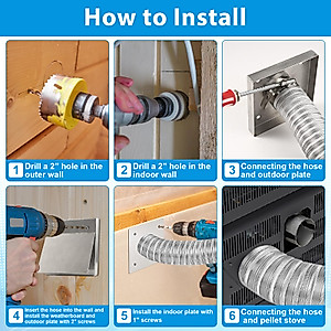 Outside Air Kit for Pellet Stove,2” x 60” Pellet Stove Pipe Kit,Fresh Air Intake for Corn and Pellet Stoves