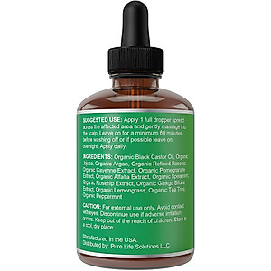 Hair Growth Oil for Hair Thickening & Moisturizing, 10+ Nurturing Vegan Ingredients for Women & Men with Dry, Frizzy, Weak Hair, Scalp Serum Treatment with Black Castor, Peppermint Oils 1oz