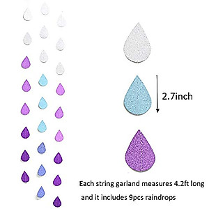 Lauthen.S Raindrop Garland, 38ft Glitter Paper Garland for Baby Shower Birthday Wedding Backdrop Party Hanging Decoration Nursery Home Ornaments Pink