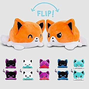 TeeTurtle - The Original Reversible Fox Plushie - Orange - Cute Sensory Fidget Stuffed Animals That Show Your Mood
