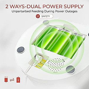 ABRCT Camera Automatic Cat Feeder, Voice and 1080HD Video Recording Cat Food Dispenser, Timed Cat Feeder with Desiccant Bag, Smart Cat Pet Feeder with Dual Power Supply (White)