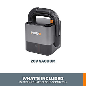 WORX WX030L.9 20V Power Share Cordless Cube Vac Compact Vacuum, Bare Tool Only, Black