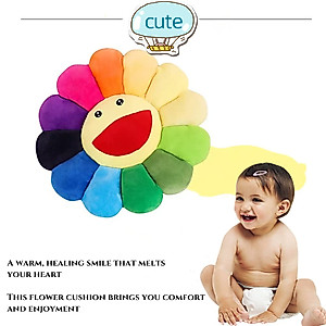 ZXMBEDDINGS 17" Sunflower Flower Plush Pillow,Smile Face Cushion Colorful Home Bedroom Decor