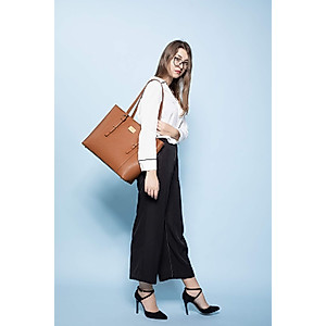 Laptop Bag for Women Large Office Handbags Briefcase Fits Up to 15.6 inch (Updated Version)-Brown