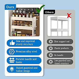 OKZEST Slim Storage Cart, 4-Tier Narrow Rolling Kitchen Laundry Cart on Wheels, Utility Metal Narrow Bathroom Storage Cabinet Organization Shelf for Small Spaces Between the Washer and Dryer, 5" Width