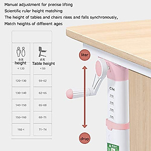 Articles for daily use Multifunctional Solid Wood Children's Study Desk and Chair Set, Simple Bookshelf Height Adjustable Student Writing Desk, Ergonomic Student Computer Desk