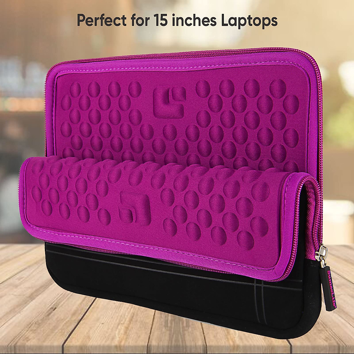 Water Resistant Neoprene 15 inch Laptop Computer Sleeve Bag for HP Pavilion 15.6, HP Envy/OMEN, LG Gram 15Z990, Lenovo Flex