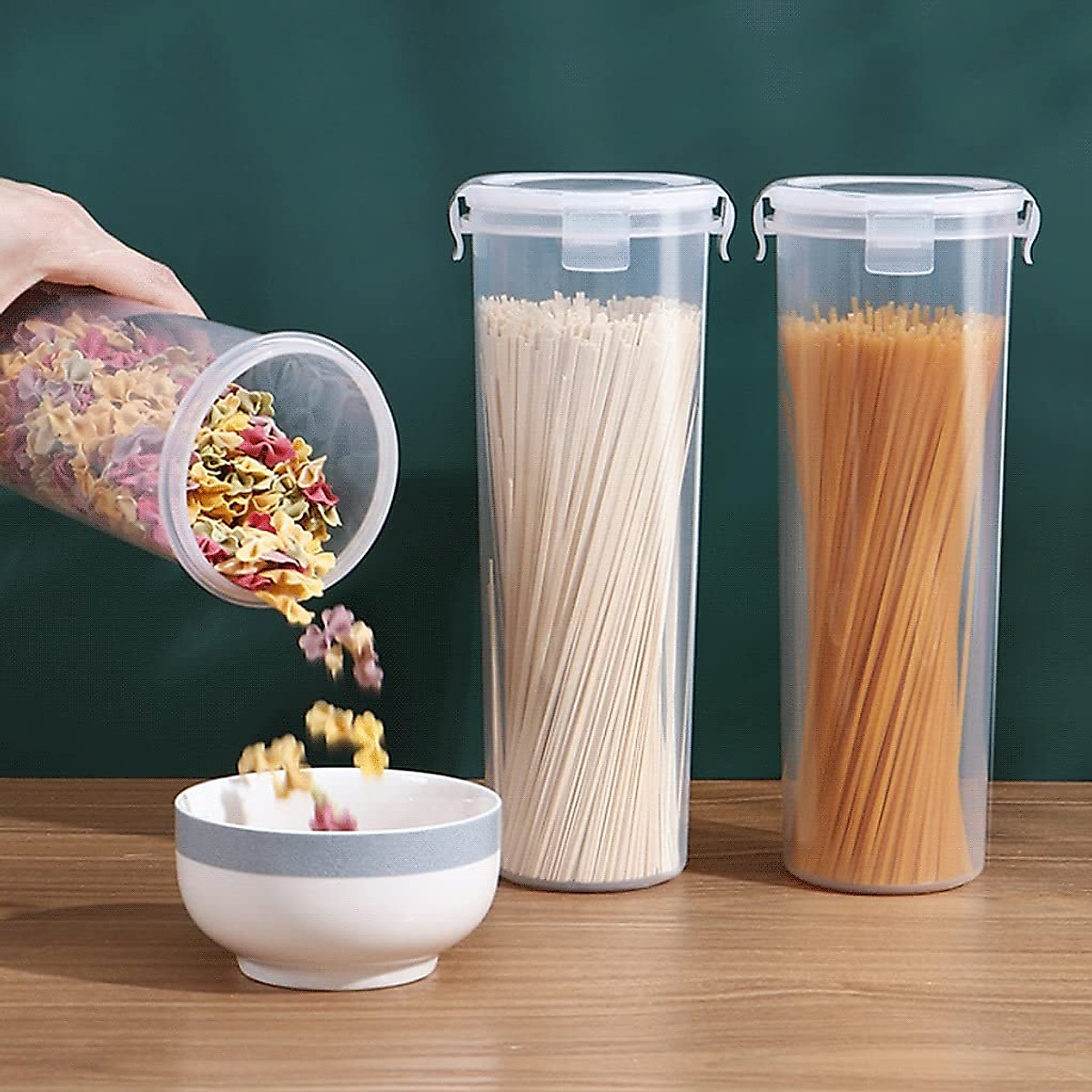 LYUN Canisters Tall Clear Spaghetti Pasta Container Storage with Lid Kitchen Canister Set Multi-Purpose Food Storage Pantry Organization Jars (Color : 4pcs)