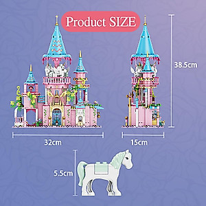 JIETENGFEI Girls Castle Princess Building Blocks House Crystal & Sleigh with Palace Bricks Construction Play Kit for Kids Christmas Birthday Gift Present 6.7.8.9.10.11.12 Years and Up