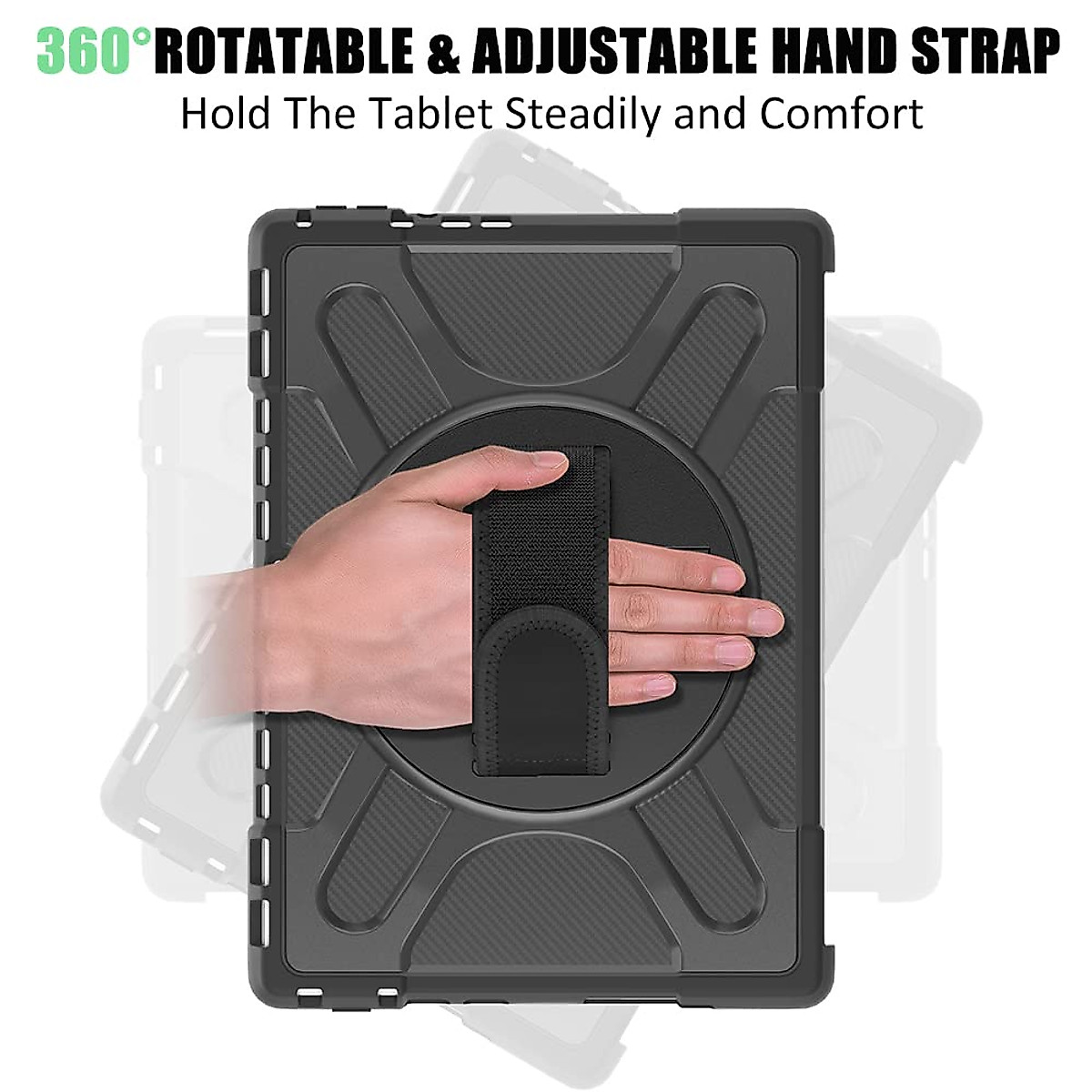 ZenRich Bundle for Surface Pro 8: 2-Pack Tempered Glass Screen Protectors with Anti-Glare& Rugged Full-Body Case with Rotatable Kickstand and Hand Strap