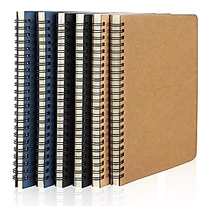 EUSOAR Students Ruled Spiral Notebook, A5 6 packs 5.5"X8.3" 120 Pages Lined Travel Writing Notebooks Journal, Memo Notepad Sketchbook, Students College Office Business Diary Book Journal-3 Colors
