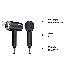 SHRATE Ionic Hair Dryer, Professional Salon Negative Ions Blow Dryer, Powerful 1800W for Fast Drying, 3 Heating/ 2 Speed, Cool Button, Damage Free Hair with Constant Temperature, Low Noise, Black