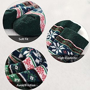 coclothy Women's 5 Pairs Thick Wool Socks, Argyle, Free Size, Cold Weather, Knit, Comfortable, Crew Length, Hiking, Socks