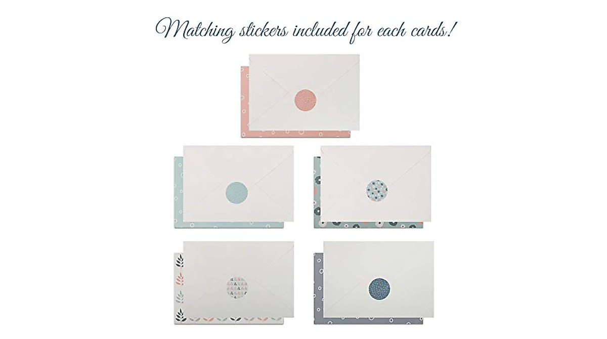 Bulk 40 Blank Note Cards with Envelopes & Stickers | All Occasions