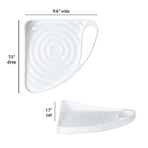 Glad Sponge Holder for Kitchen Sink | Suction Corner Storage Caddy for Scrub Brush and Dish Washing Supplies | Organizer Tray with Drain Holes, White