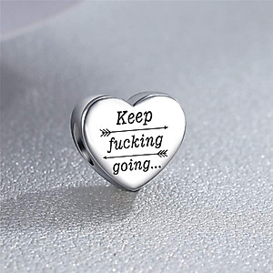 Heart Charm Fit for Pandora Charms Bracelet Inspirational Engraving Jewelry Personality Encouragement Gifts for Women