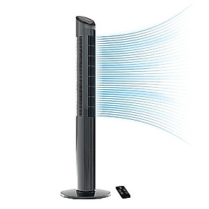 Everdure 45” Oscillating Tower Fan, Remote Controlled, 3 Speed Settings, Powerful and Targeted Airflow Control, Portable, Perfect Cooling Fan for Bedroom, Living Room, Home Office, Graphite