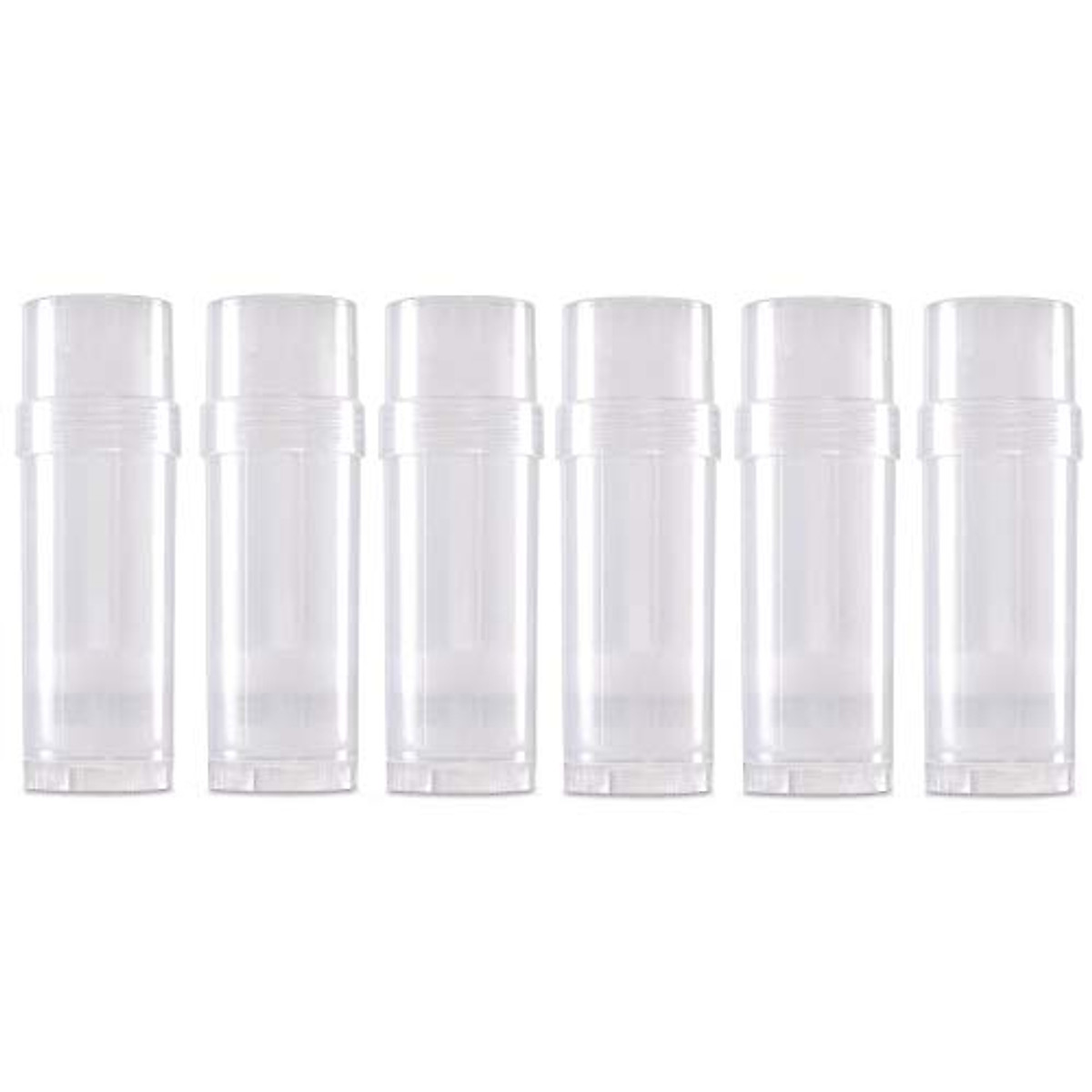 6 ct. Deodorant Twist-up Empty Containers (Natural) - for lotion bar, heel balm etc. (2 oz.) - Empty Deodorant Tubes (Clear)