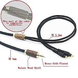 NewFantasia 2.5mm Trrs Balanced Male 6N OCC Copper Silver Plated Cord 2.5mm Balanced Cable Compatible with Audio-Technica ATH-MSR7b ATH-SR9 ATH-ESW990H ATH-AP2000Ti Headphone Walnut Wood Shell