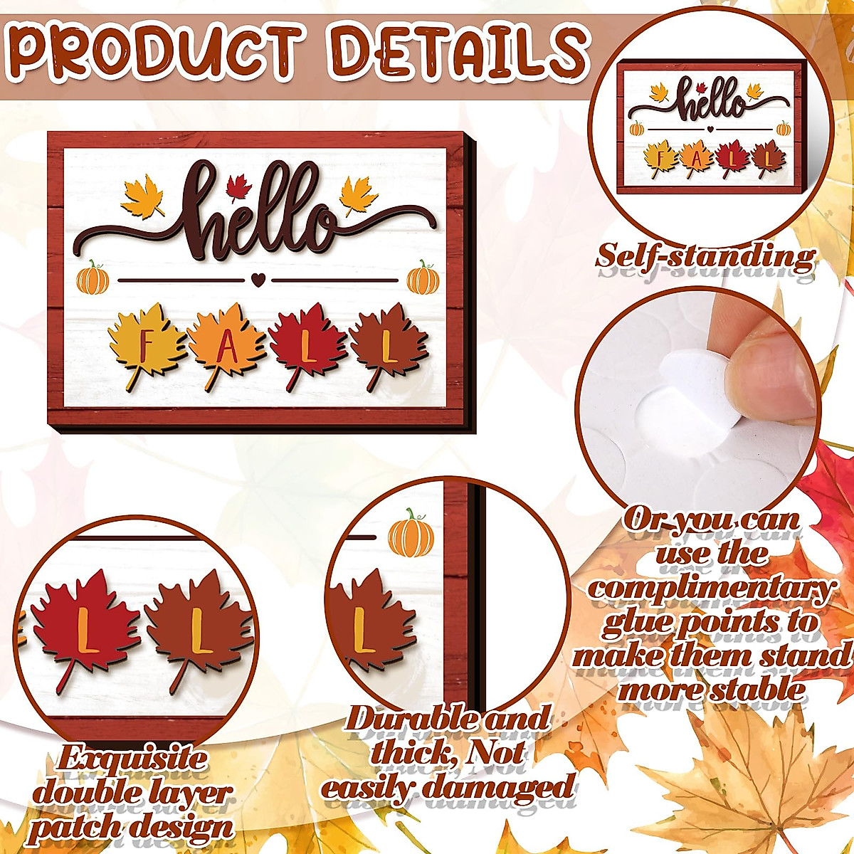 Set of 15 Fall Tiered Tray Decor Pumpkins Farmhouse Decor Autumn Maple Leaf Table Centerpieces Thanksgiving Harvest Wood Blocks Signs for Home Decor(Bright Style)