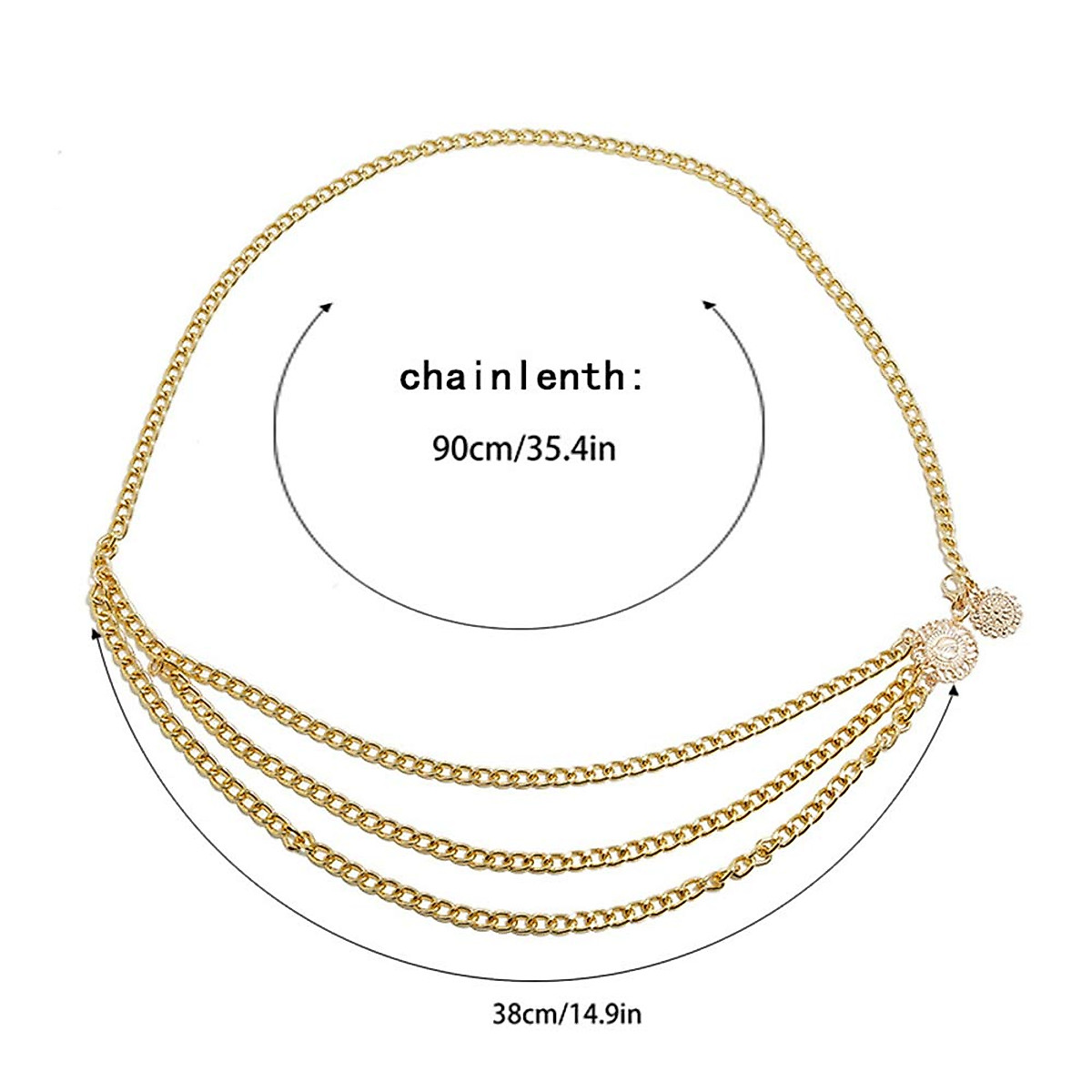 Weahre Women Waist Chain Belt Long Tassel Waistbands Hip Jewelry Body Chain Metal Link for Women Girls (Gold) One Size