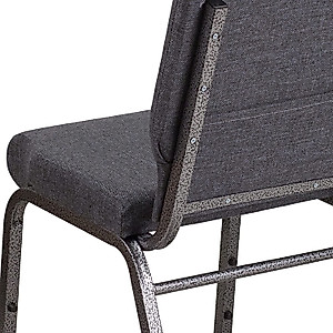 Flash Furniture 4 Pack HERCULES Series 18.5''W Stacking Church Chair in Dark Gray Fabric - Silver Vein Frame