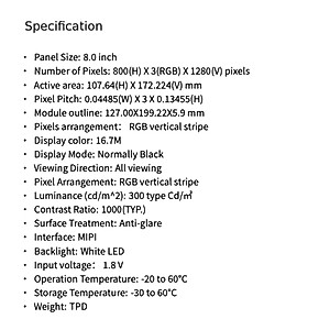 RADXA Display 8 inch HD Touch Screen Display for RADXA Rock Pi 3/4