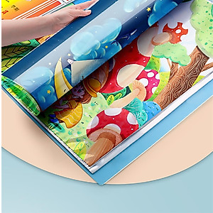 Shulaner Art Portfolio Folder with Handle and Clear Sleeves 60 Pockets Display 120 Pages Plastic Painting Presentation Storage Book for Artwork Files Document A3 Size 17 x 13 inch Blue