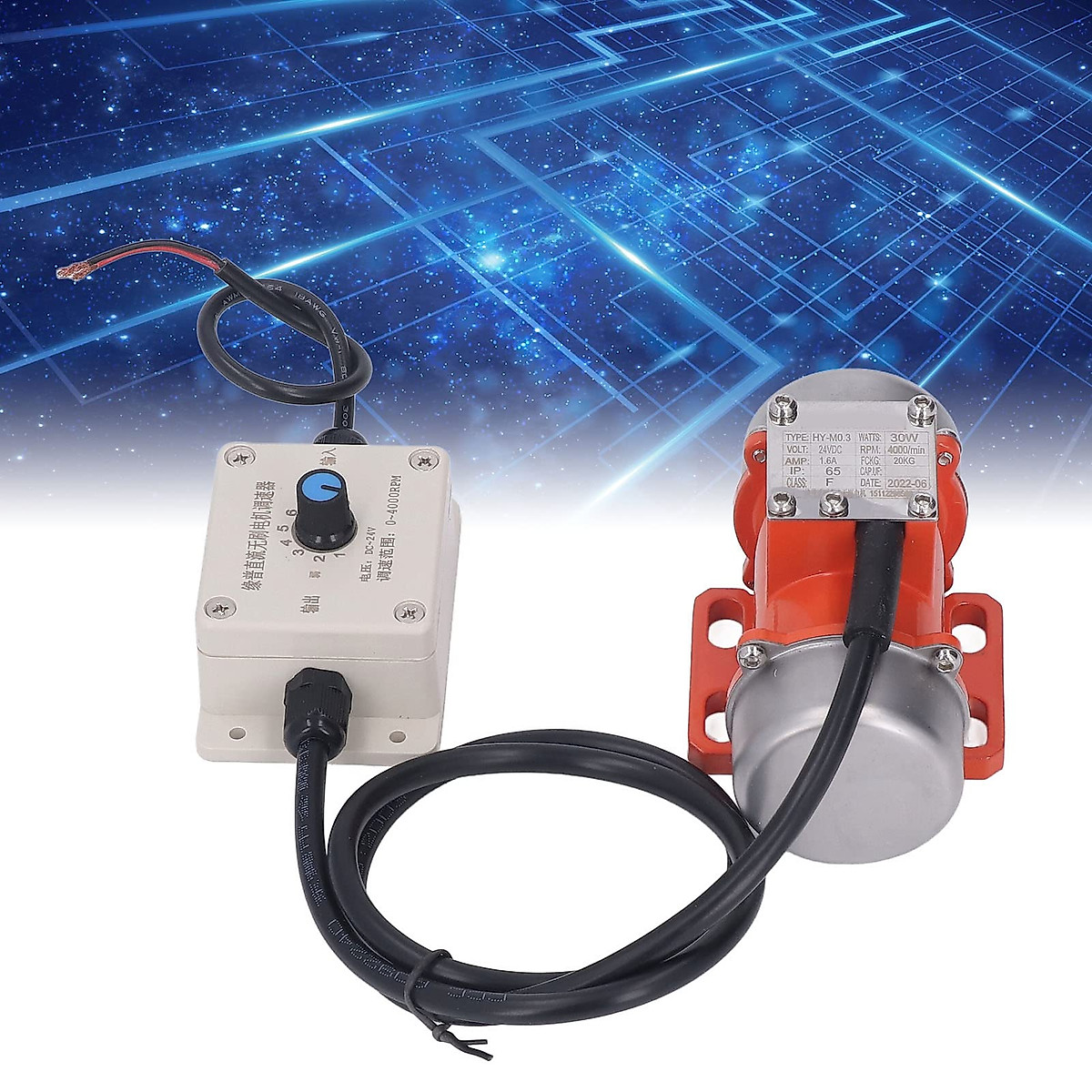 Vibration Motor, 30W 4000RPM Electric Vibrating Motor Adjustable Exciting Force Brushless DC Vibration Motor with Speed Controller for Shaker Table (DC12V)
