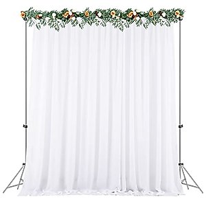 White Backdrop Curtains for Parties, 8ft*10ft Polyester Photography Backdrop Drapes Fabric Decoration for Wedding Birthday Party Baby Shower Bridal Shower Photoshoot