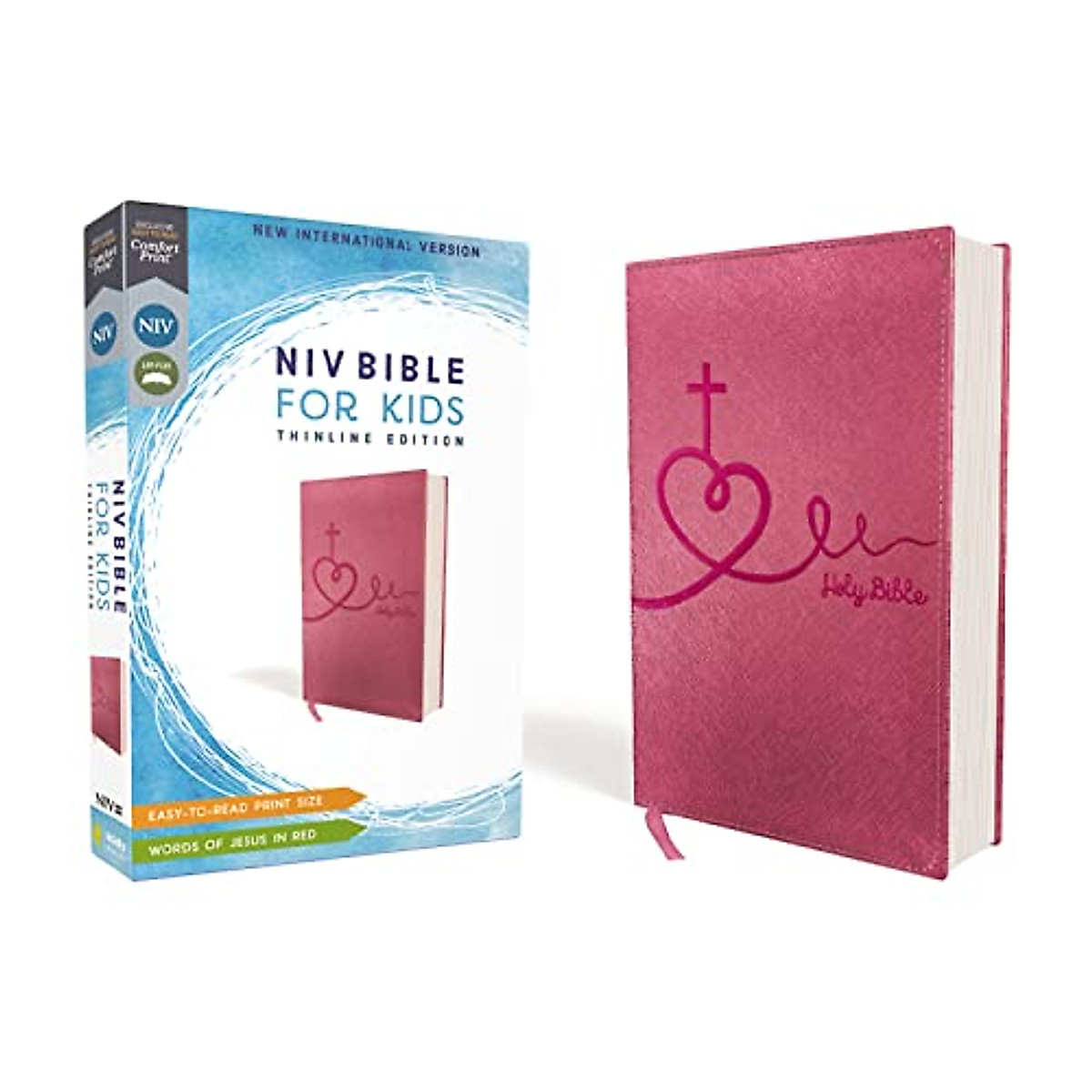 NIV, Bible for Kids, Leathersoft, Pink, Red Letter, Comfort Print: Thinline Edition