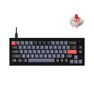 Keychron Q2 Wired Custom Mechanical Keyboard Knob Version, 65% Layout QMK/VIA Programmable Macro with Hot-swappable Gateron G Pro Red Switch Double Gasket Compatible with Mac Windows Linux (Black)
