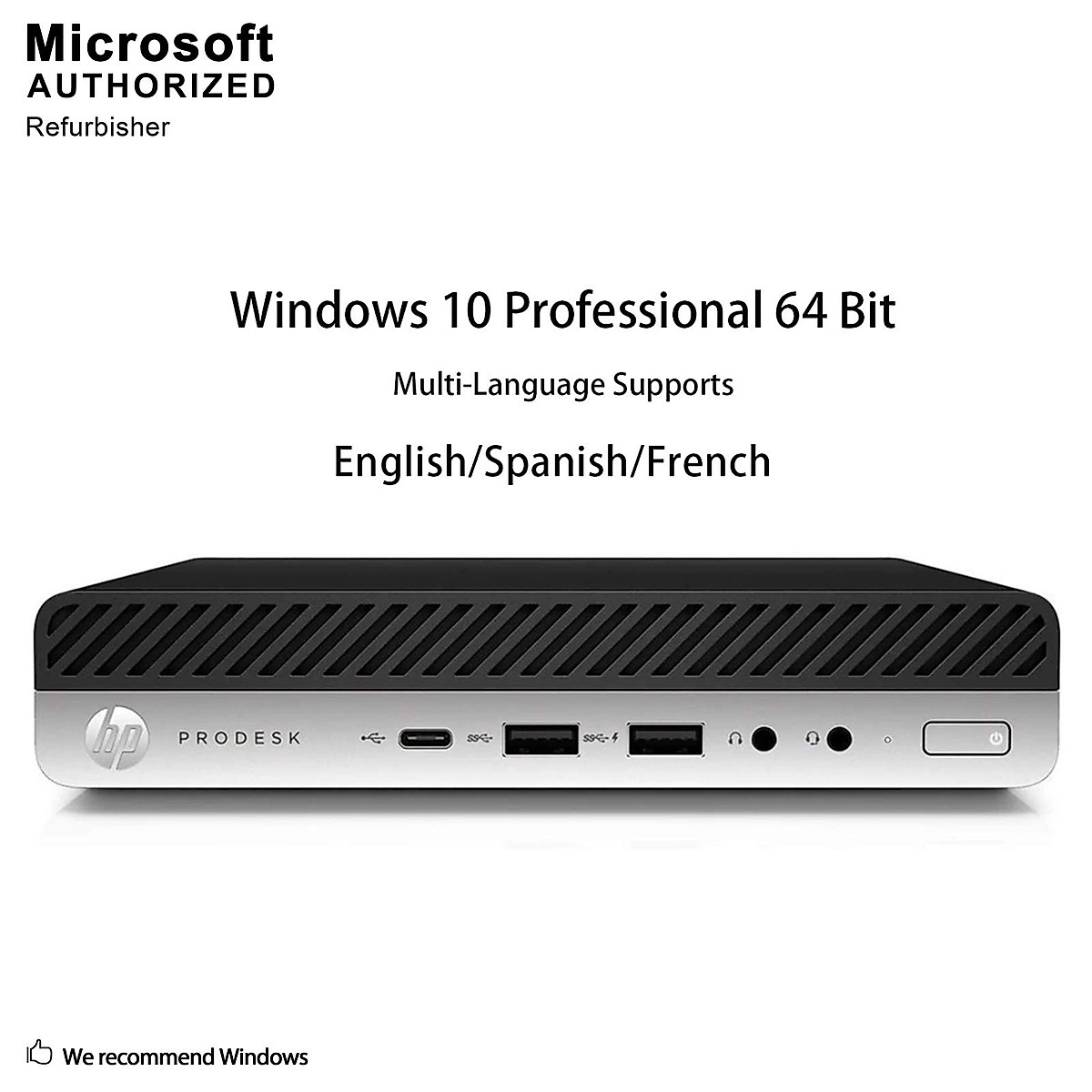 HP ProDesk 600 G3 Desktop Mini High Performance Business PC, Intel Quad Core i5-7500T 2.7GHz, 8G DDR4, 1T SSD, WiFi, BT, DP, Windows 10 Pro 64 Language Supports English/Spanish/French(Renewed)
