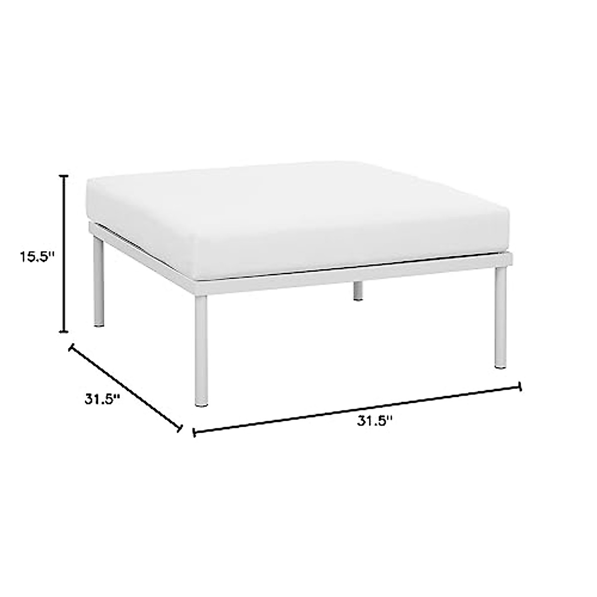 Modway Harmony Aluminum Outdoor Patio Ottoman with Cushion in White White