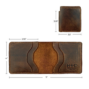 Hide & Drink, Bifold Wallet with Extra Layer, Slim, Thin Accessory For Pocket or Bag, Store Money, Cards & Cash, Full Grain Leather, Handmade, Bourbon Brown